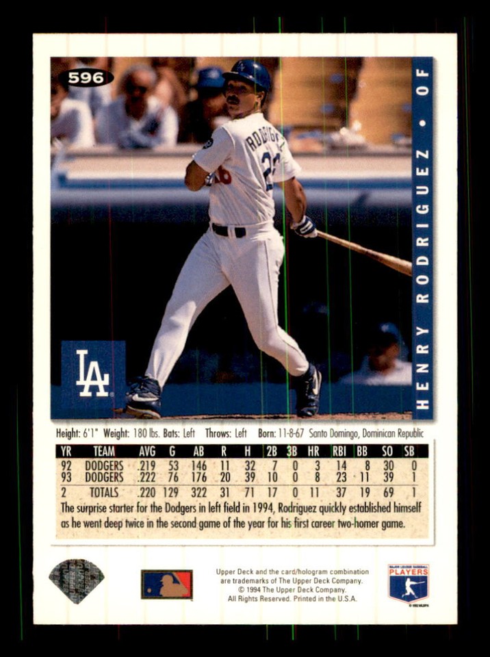 1994 Baseball Upper Deck CC Henry Rodriguez Los Angeles Dodgers #596 | eBay
