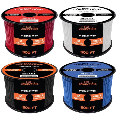 BEST CONNECTIONS 12 Ga Auto Primary Wire 500ft ea 4 Color Set ...