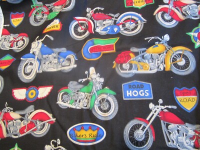 1 Yard Cotton Fabric "Bikers Only - Cycle " by Cranston/VIP | eBay