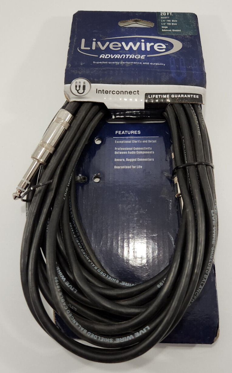 Livewire - AS20TT - Interconnect Cable - 1/4" TRS Male - 20' for sale online | eBay