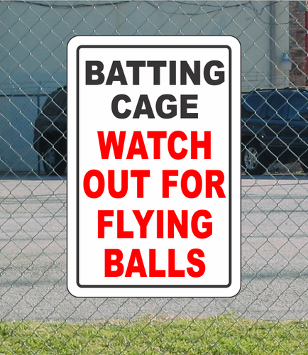 Batting Cage Watch Out for Flying Balls Metal Sign 12"x18" for Baseball ...