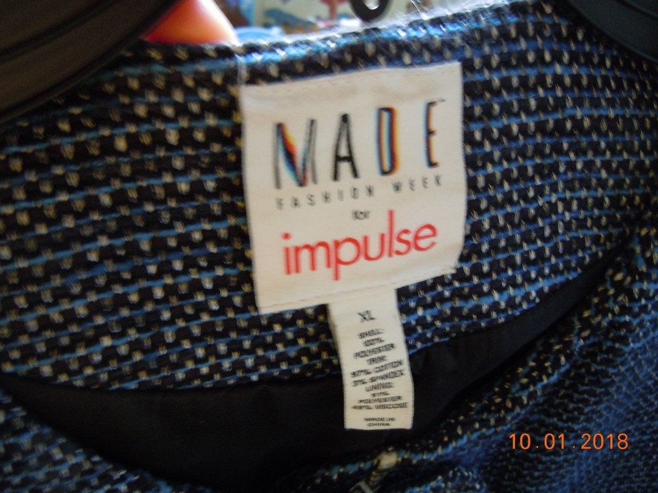 MADE Fashion Week for Impulse women's navy blue zipped jacket - size XL ...