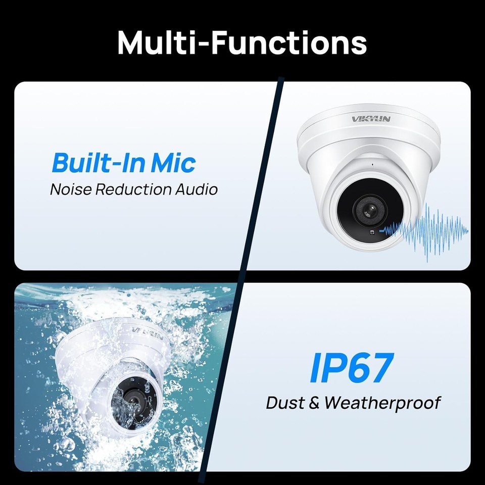 4K 8MP PoE IP Camera Outdoor 4K PoE Turret Camera Night Vision Built-in ...