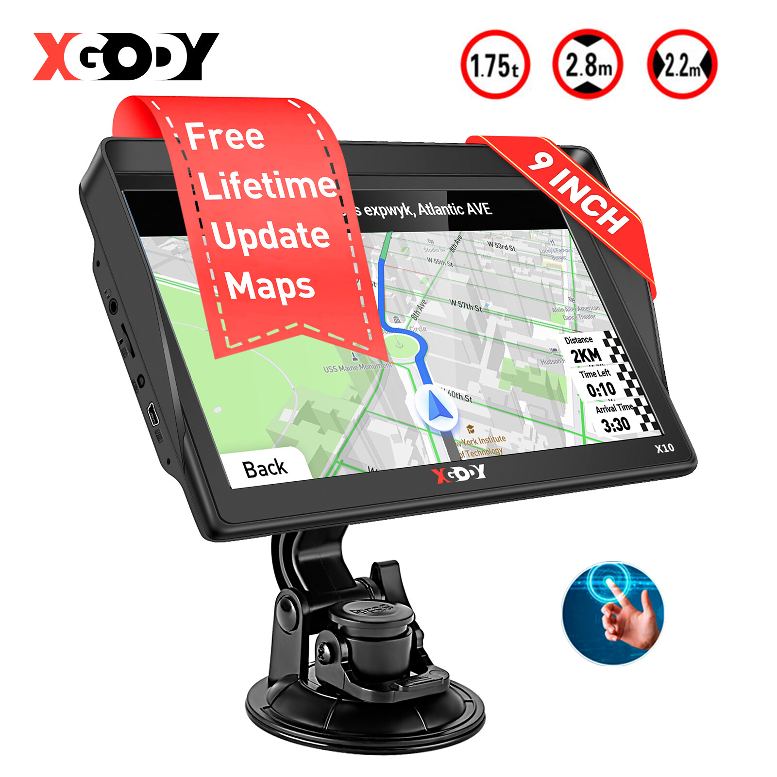 2024 NEW XGODY GPS Navigation Sat Nav 9 Inch for Car Truck HGV LGV ...