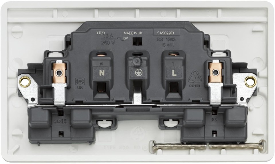 MK Logic Plus Double Socket (K2747 WHI DP) 13A 2 Gang, in Not ...