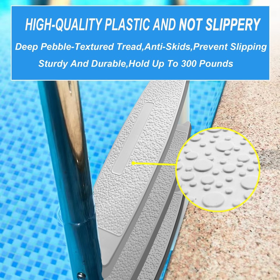 3-Pack 18" Universal Pool Ladder Steps Replacement,Heavy-Duty Molded ...
