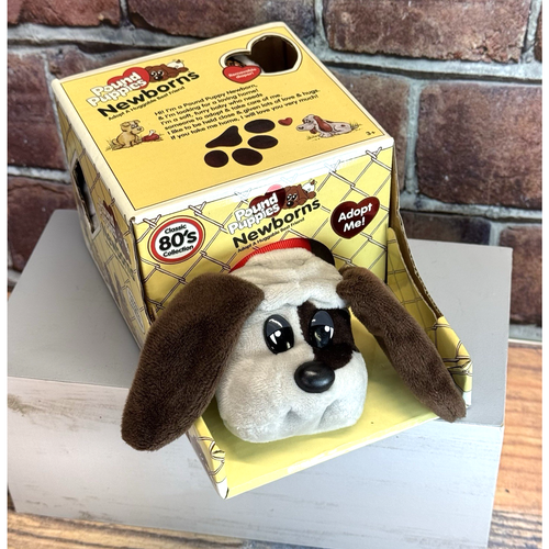 Pound Puppies Newborns Stuffed Animal Plush Beige Brown Patch Puppy Dog ...