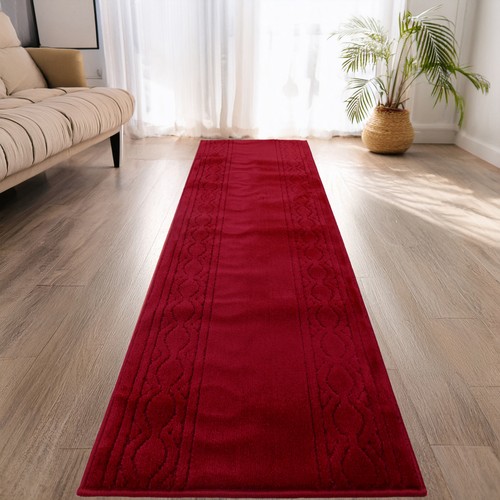 Custom Size Anti-Slip Machine Washable Soft Pile Trellis Burgundy ...