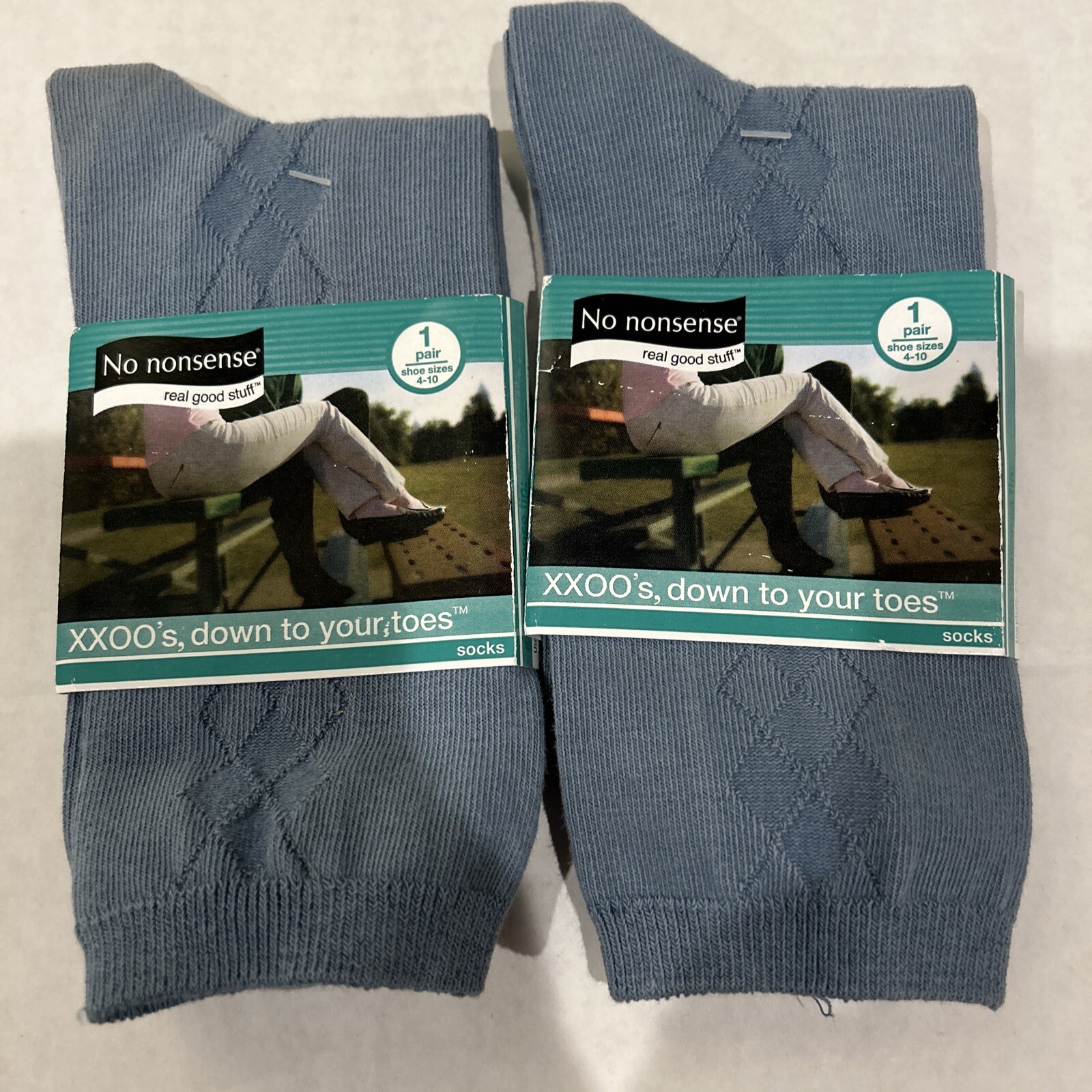 NO NONSENSE chambray light argyle women's Crew Socks New Fits Shoe Size ...