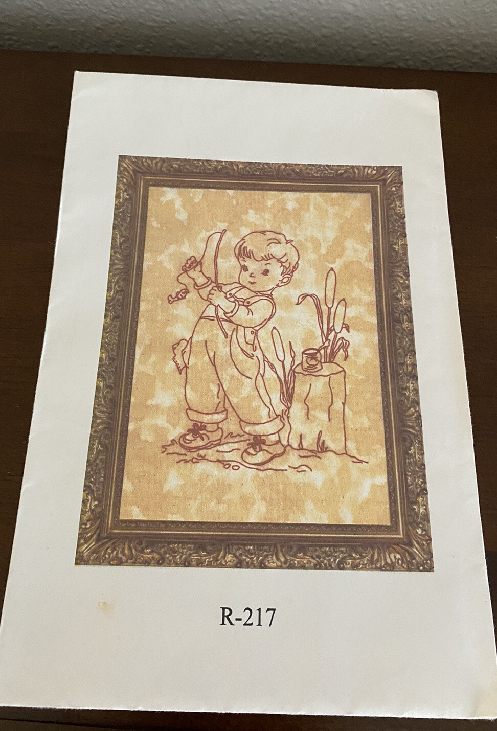 *Lakadaisies R-217 little boy fishing embroidery pattern redwork ...