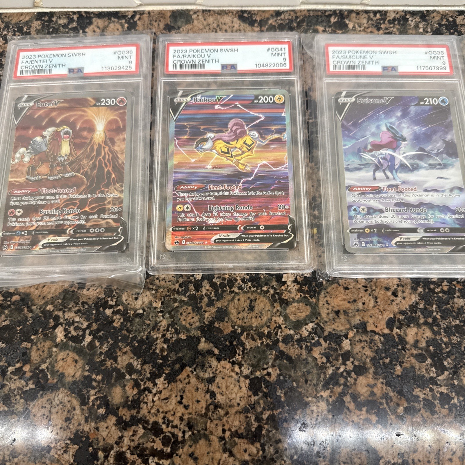 Entei V, Raikou V , Suicune V Psa 9; GG36, GG41, GG38 Crown Zenith ...