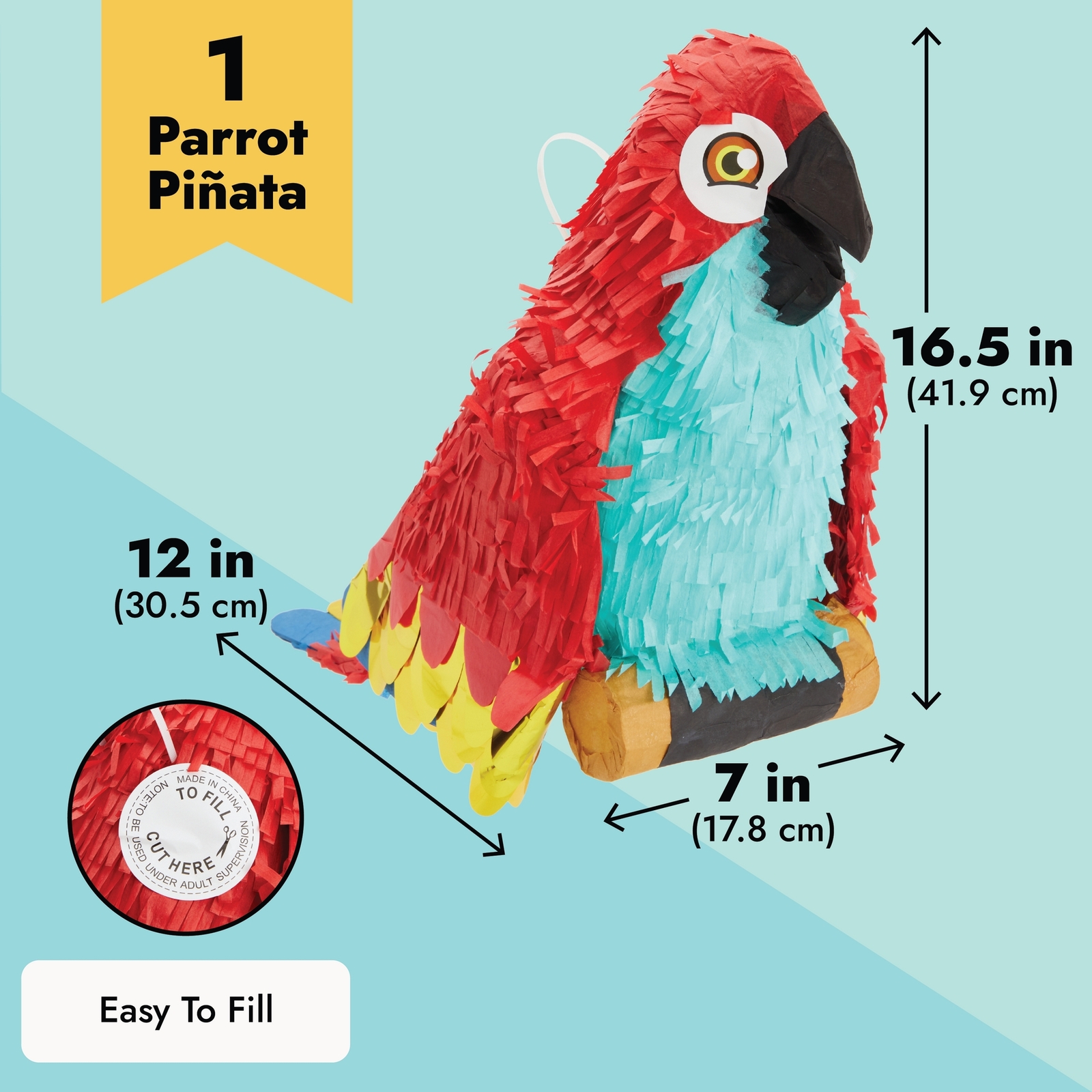 Small Parrot Pinata for Pirate Party Decorations, Tropical Birthday ...