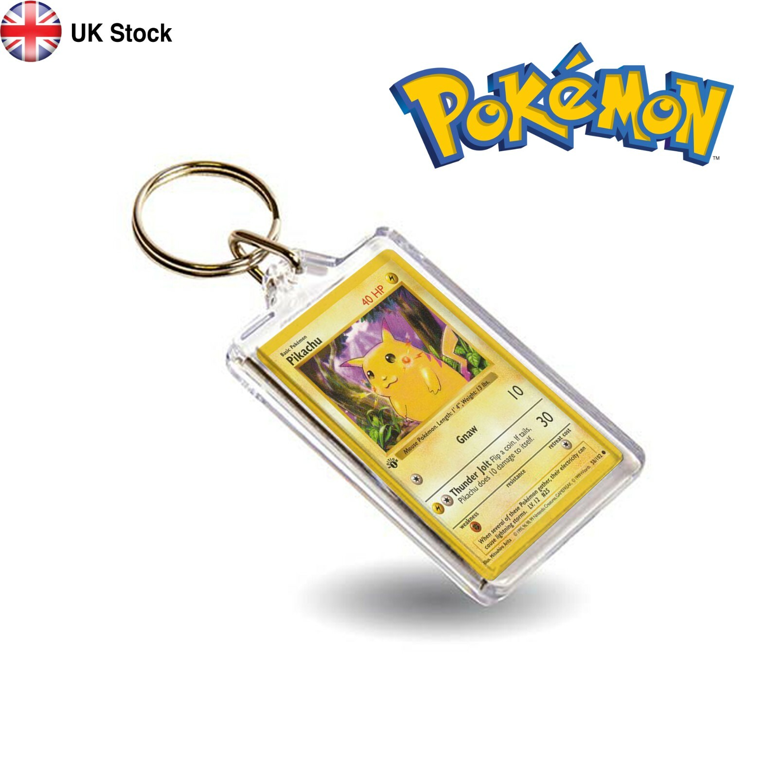 Pokemon Pikachu Card Inspired Keyring / Key Chain Duel Print Classic ...
