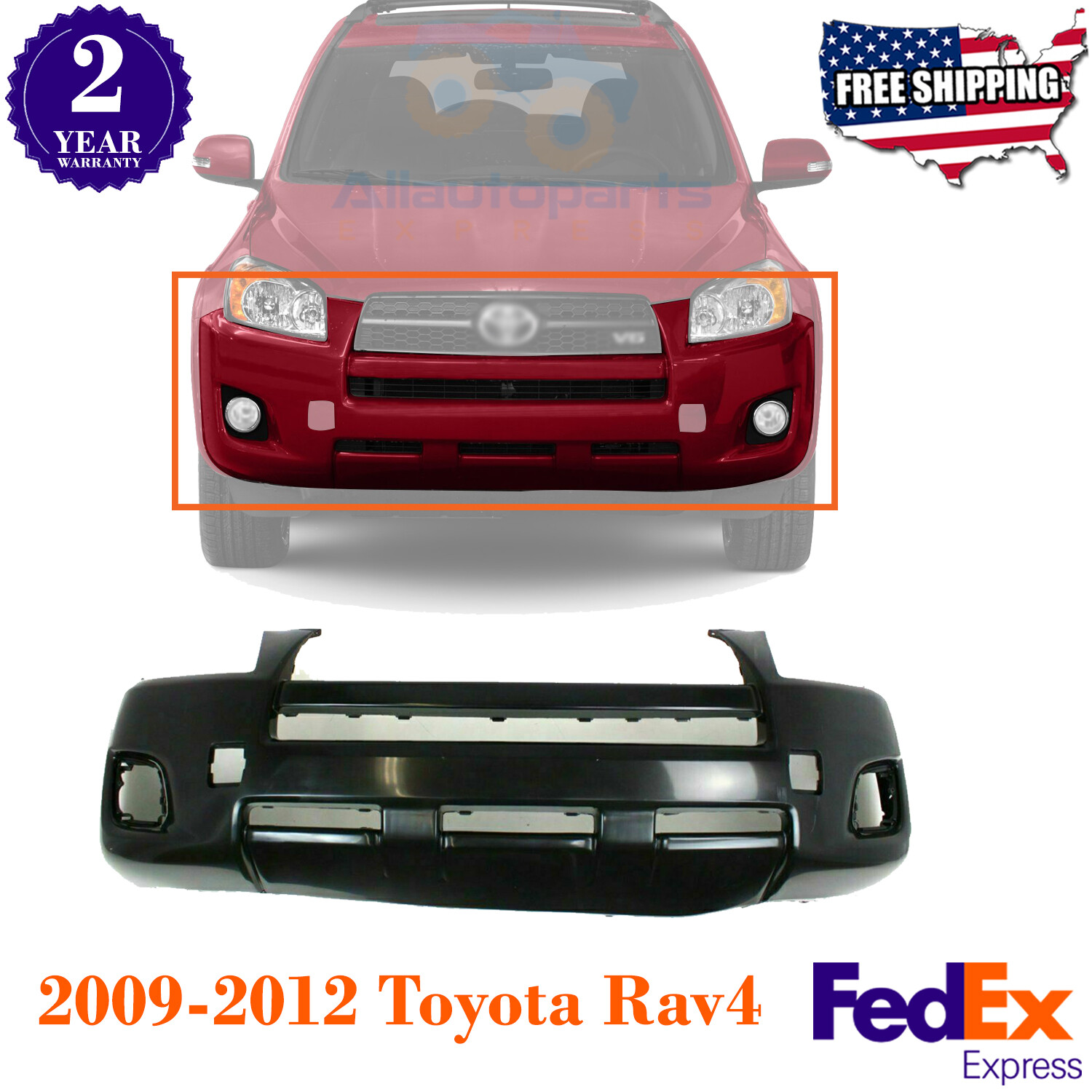 Front Bumper Cover Primed For 2009-2012 Toyota Rav4 Sport | eBay