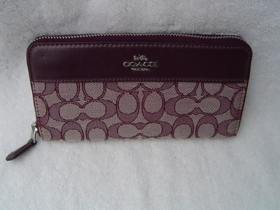 NEW AUTHENTIC COACH RASPBERRY SIGNATURE ACCORDION ZIP AROUND WALLET ...