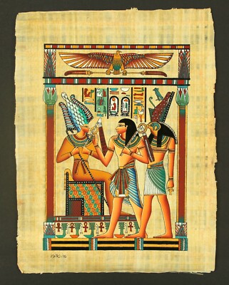 Rare Authentic Hand Painted Ancient Egyptian Papyrus-Osiris, Seti and ...