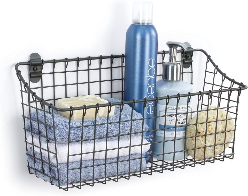 Extra Large Wire Wall Mount Basket Industrial Gray Storage Organizer ...