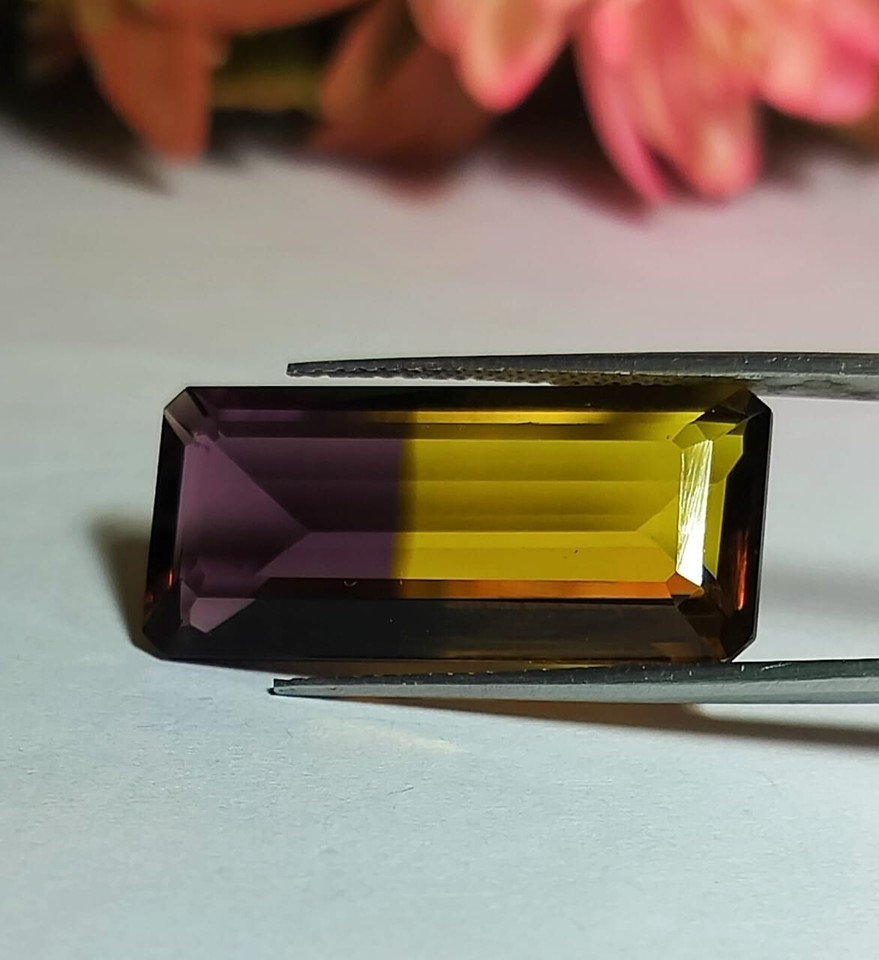 AAA Quality Ametrine Gemstone Octagon Shape 15Ct faceted Step Cut Gem ...