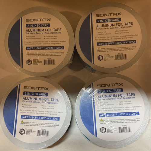 4 - Rolls Sontax HVAC Aluminum Foil Tape 50 Yards x 2" Great for energy ...