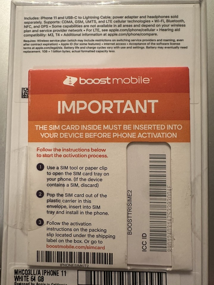Boost Mobile iPhone 11 64 GB White A21115 Prepaid Smartphone Brand New ...