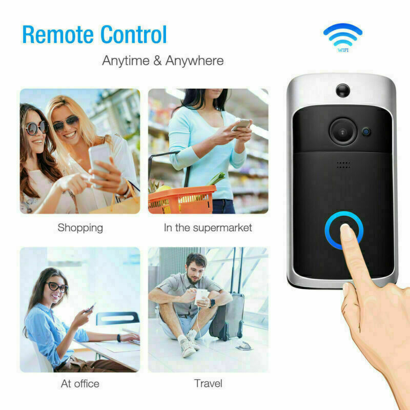 Smart Wireless WiFi Video Doorbell Phone Door Ring Intercom Security ...