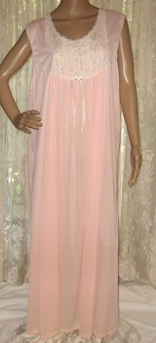 3X VINTAGE ROMANTIC MOODS CORAL EMBROIDERED LACE TRIM NIGHTGOWN GOWN | eBay