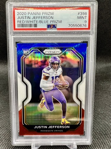 🔥2020 Prizm #398 Justin Jefferson Red White Blue Prizm Rookie RC PSA 9 ...