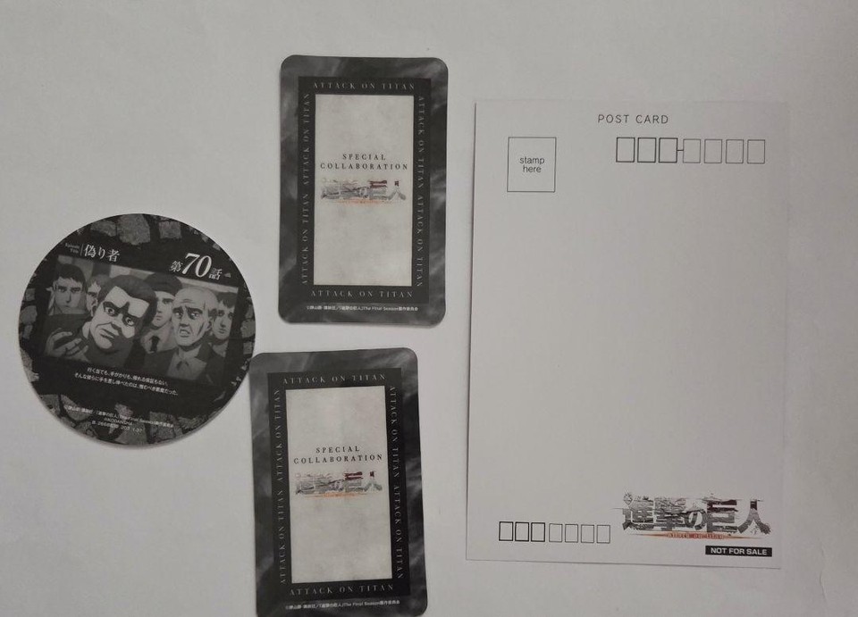 Attack on Titan Hanji San Postcard & Coaster Set Opened Used Rare | eBay