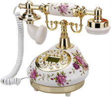 Retro Vintage Push Button Ceramic Antique Telephone Dial Desk Phone ...