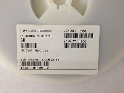 Lot of 1800pcs Vishay SMAJ58A/11 Unidirectional 58V 400W TVS Diode SMB ...