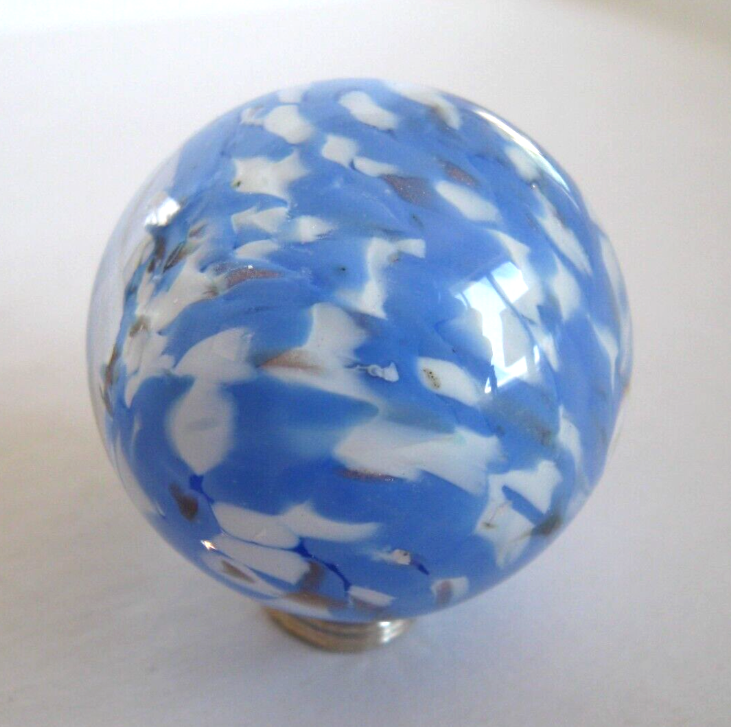 SAMMY Sam Hogue Handmade marble 1 1/2" Blue White Swirls Gold Silver ...