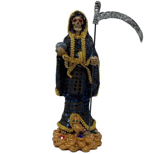 Holy Death Santa Muerte 13" Statue Grim Reaper Skull Money Stand Black ...