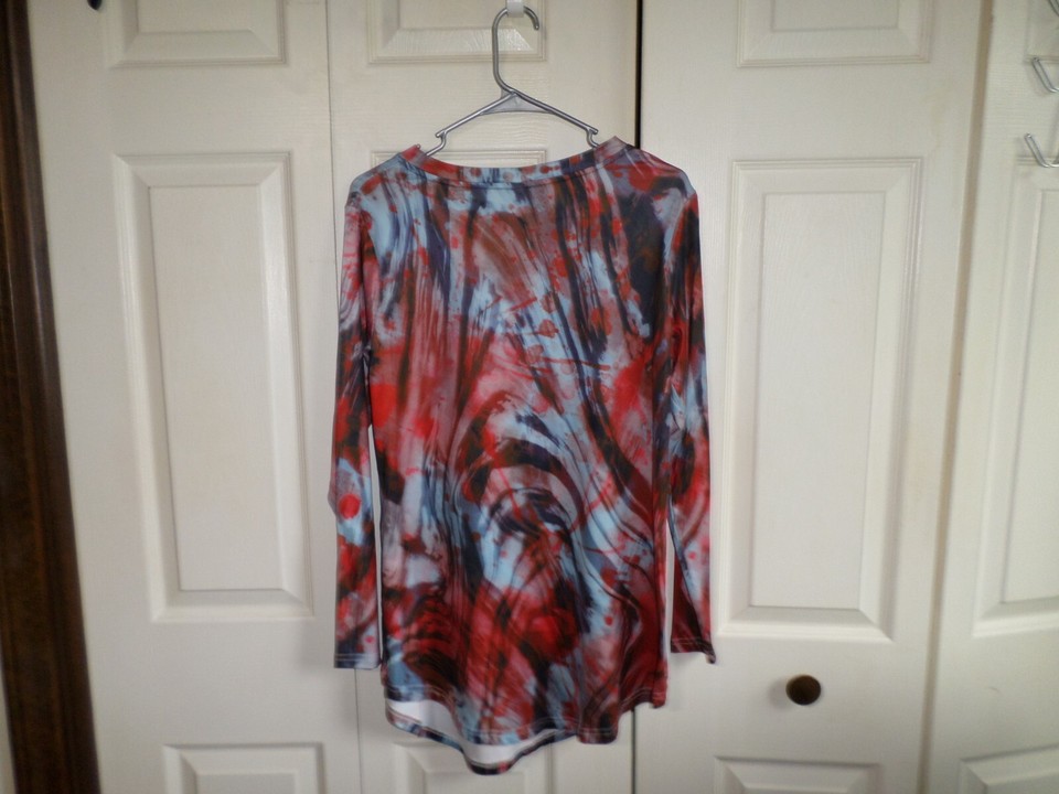 PIXIE LADY - NWT - Pullover Splatter Paint Tie Dyed Look Tunic Top - S ...