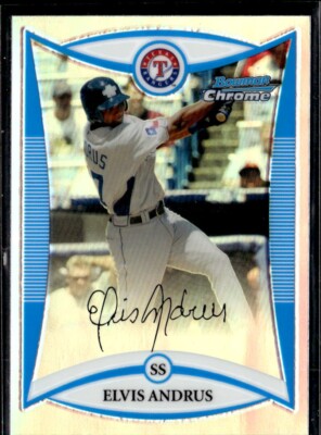ELVIS ANDRUS 2008 BOWMAN CHROME ROOKIE RC REFRACTOR !! 🔥🔥TEXAS RANGERS ...
