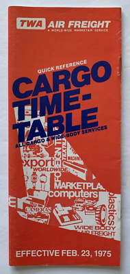 Vintage Feb 1975 TWA Airlines Cargo Air Freight Timetable Brochure ...