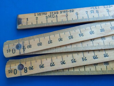 Romanian vintage extension wood ruler 100 cm geometry measuring sliding ...