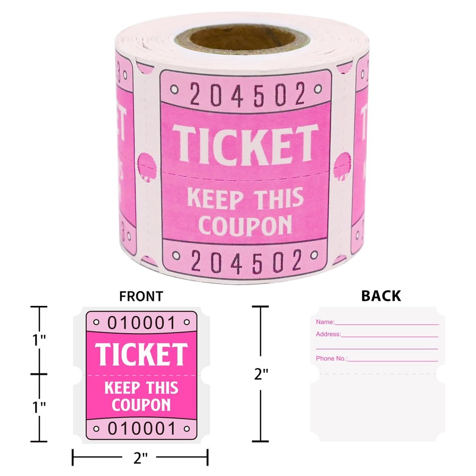 250 Raffle Tickets 50/50 Double Roll Tickets for Raffles Carnival Door ...
