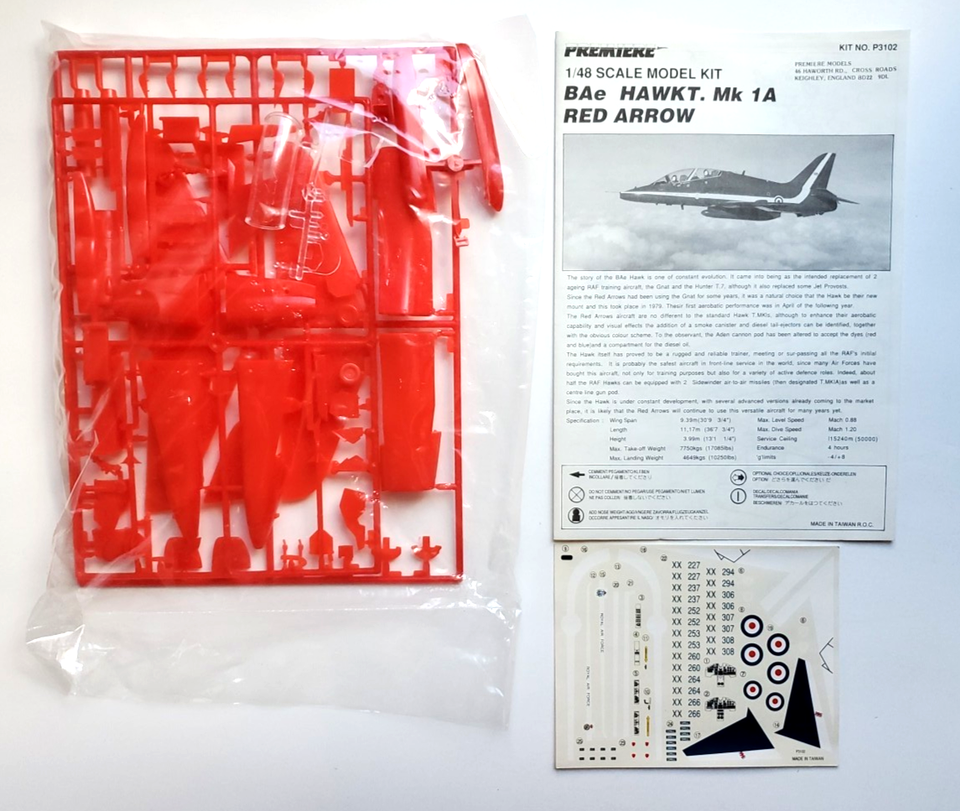 Premiere 1:48 BAe Hawk T. Mk 1A Red Arrows Model Plane Kit P3102 | eBay