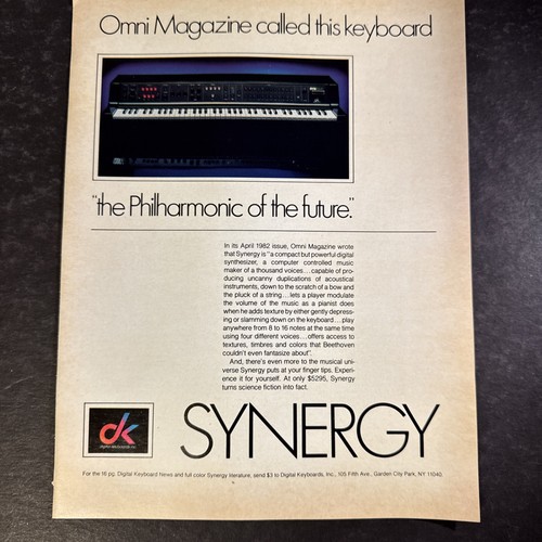 1982 SYNERGY Digital Keyboard Print Ad • Original • 1980s ADV10 | eBay