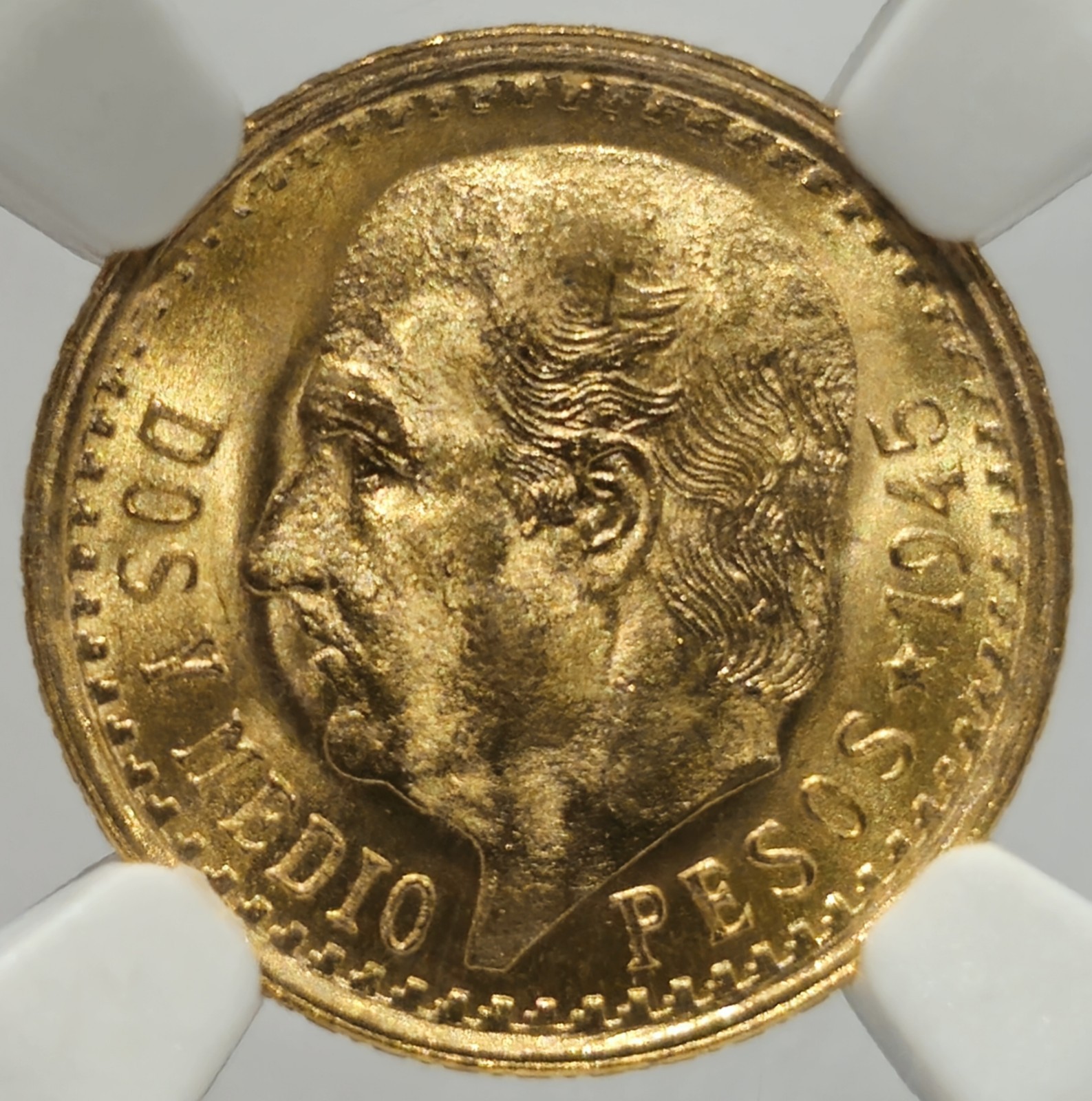 1945 MEXICO GOLD 2.5 PESOS G2.5P HIDALGO NGC MS 67 RARE BEAUTIFUL GEM ...