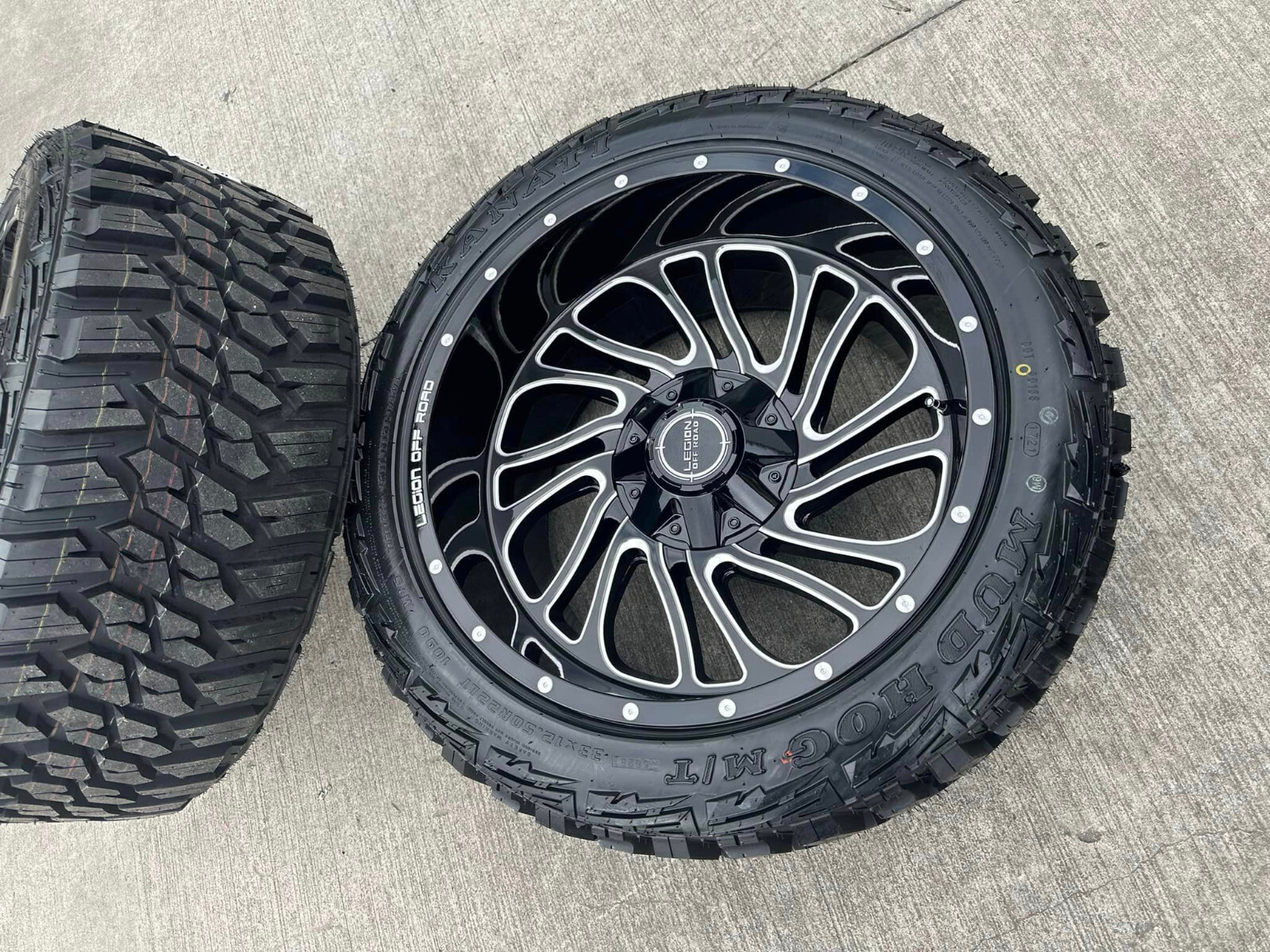 22x12 LEGION OFF ROAD Wheels Rims 33" MT Tires Package 8x170 Ford F250 ...