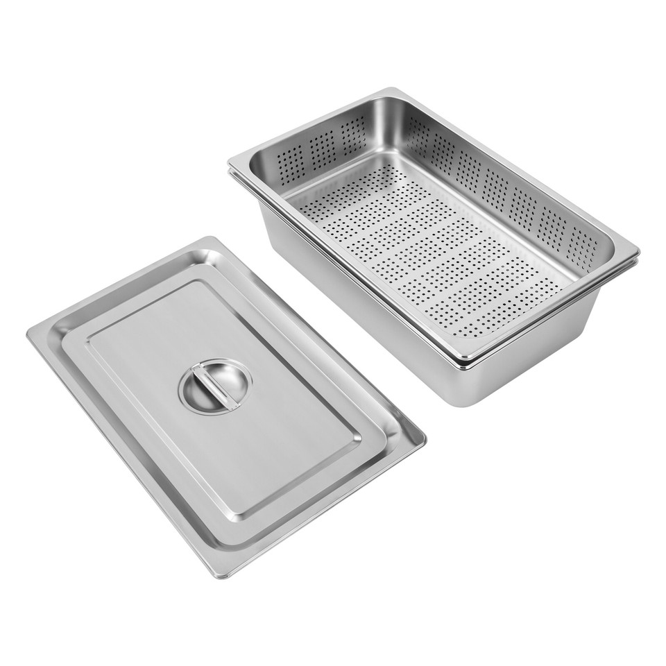 Rectangular Steam Pan Set with Lid, Perforated Design for Easy Cooking ...