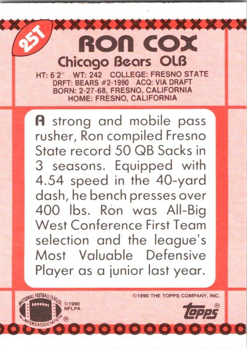 1990 Topps Traded - RC #25T Ron Cox | eBay