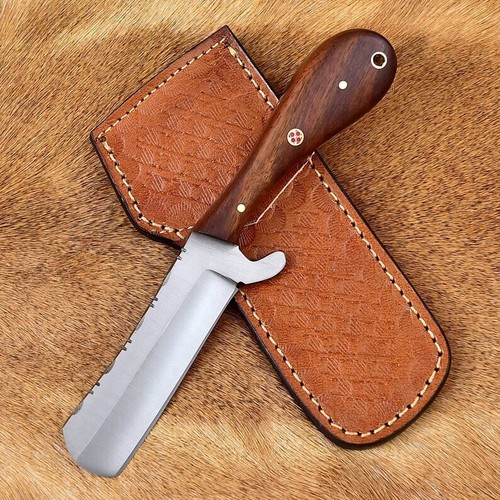 Cowboy Knife with Leather Sheath,Bull Cutter Knife,EDC Outdoor Knife ...