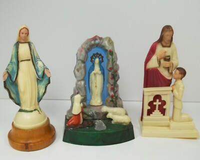 Three Hard Plastic Religious Statues Hartland Molded and Made in Italy ...
