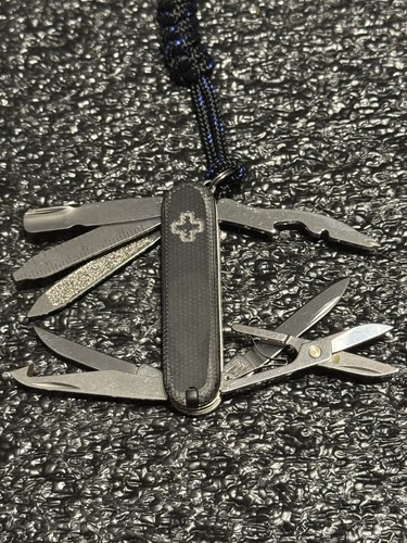 Victorinox Minichamp w/Custom Black Micarta Handle Scales 58mm Swiss ...