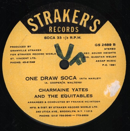 Charmaine Yates and the Equitables One Draw Soca 12" vinyl USA Straker ...