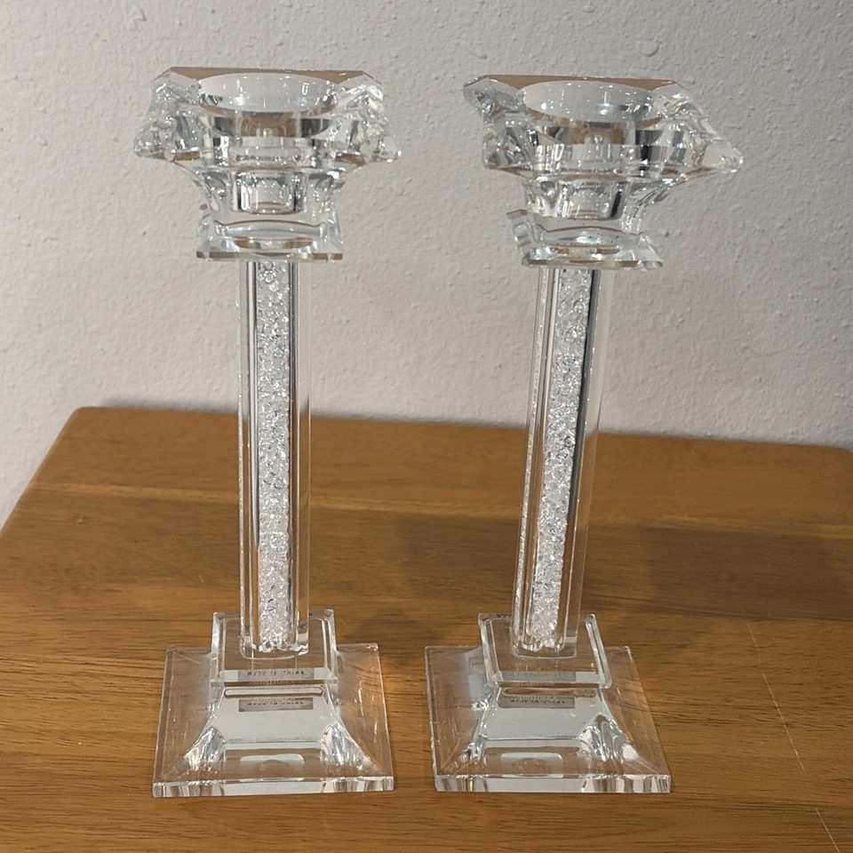 Shannon Crystal by Godinger 7.9” Glittery Square Shaped CANDLESTICKS ...