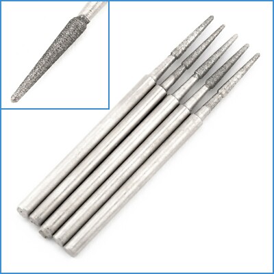 5pcs 1.5mm Round Nose Taper Diamond Bit Fine Cone Arrow Pointed Rotary ...