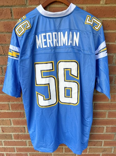 SHAWNE MERRIMAN #56 SAN DIEGO LA CHARGERS REEBOK SEWN BLUE HOME JERSEY ...